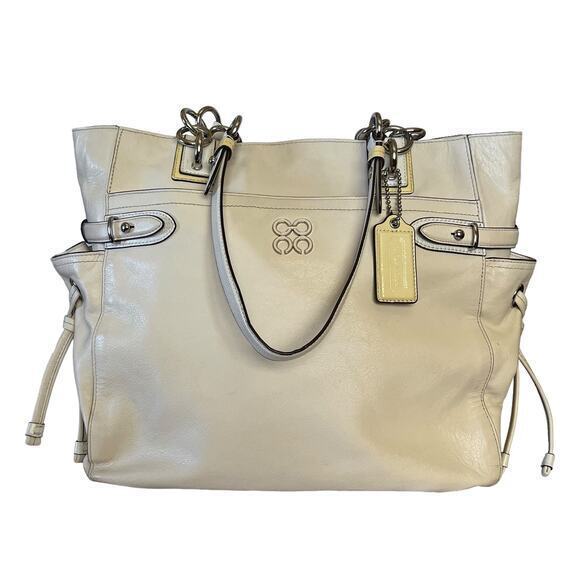 Coach | Bags | Coach Colette Ivorywhite Leather Northsouth Tote ...